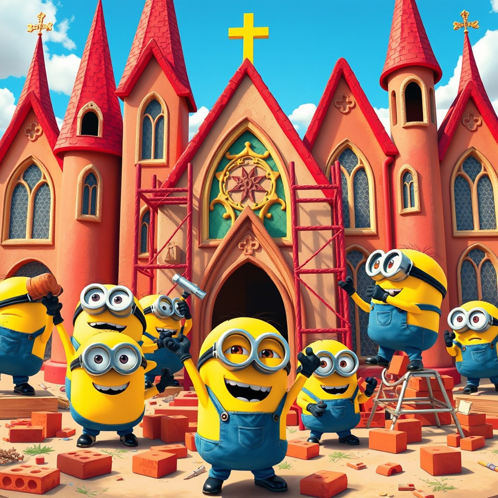 Minions Build a Whimsical Church: A Colorful Construction Adventure