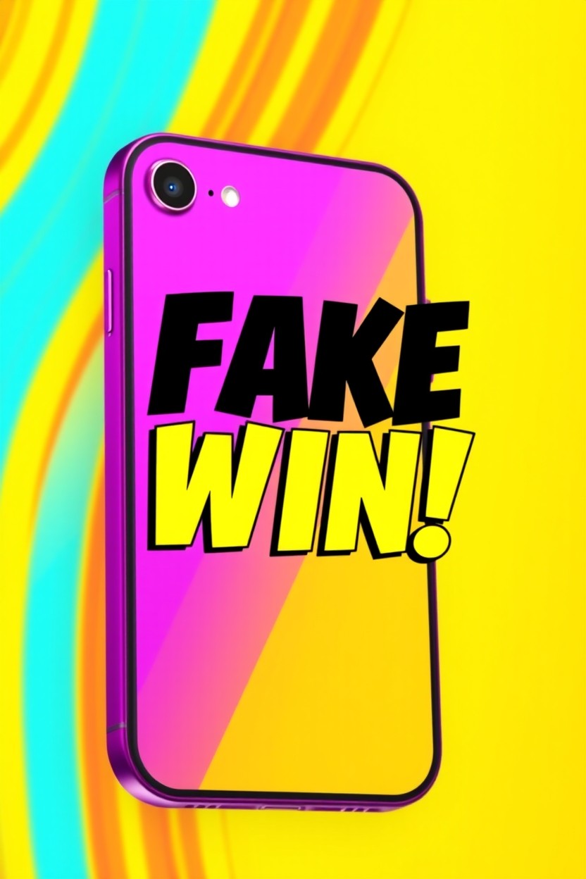 Vibrant 'FAKE WIN!' iPhone Poster - Playful AI-Generated Design
