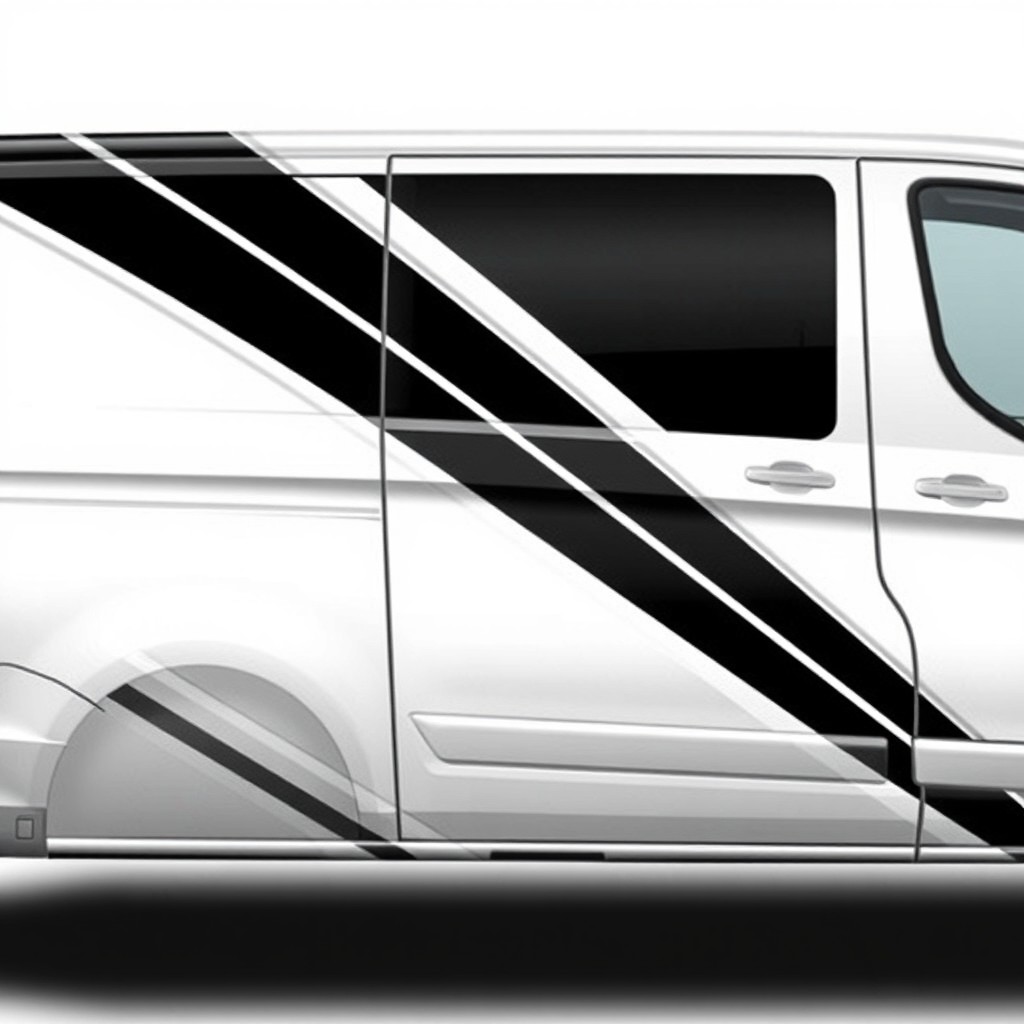 Sleek and Sporty Van Stripe Design in Black and Metallic Gray