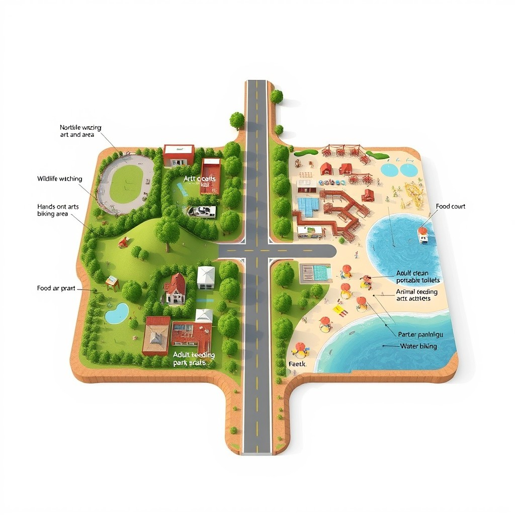 Symmetrical Adventure Park 3D Plan: Explore Outdoor Fun!