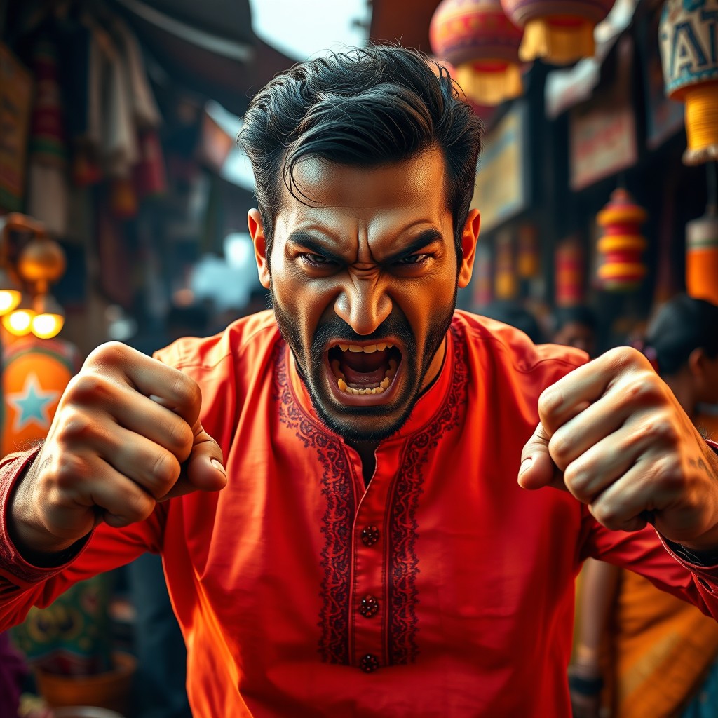 Fierce Indian Emotion: Anger Expression in Traditional Clothing
