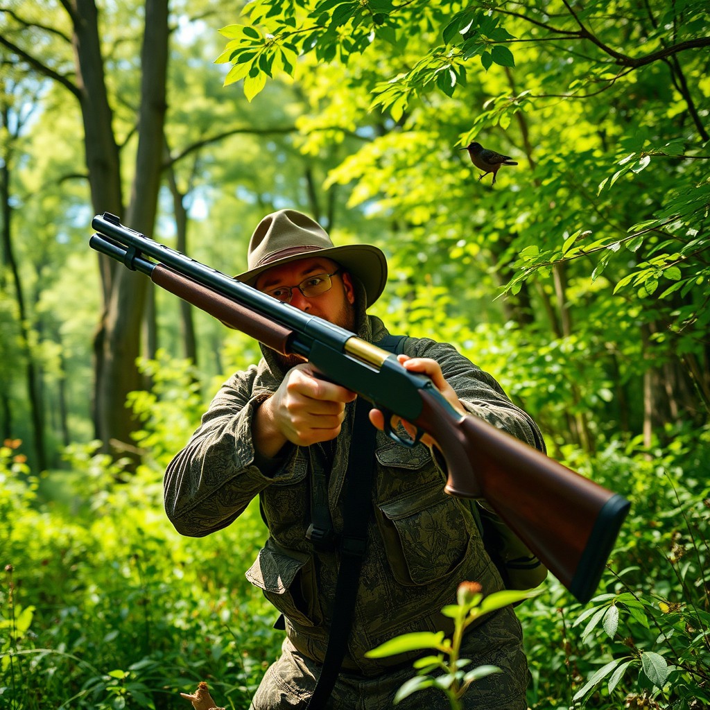 Captivating Hunter in Lush Forest - AI-Generated Outdoor Scene
