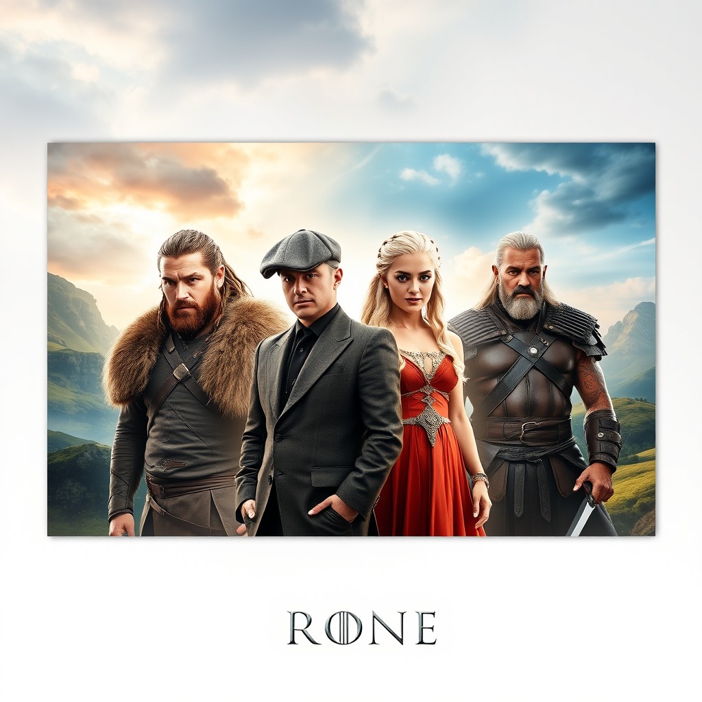 Epic Wall Poster of Iconic Characters: Ragnar, Tommy, Daenerys & Khal Drogo
