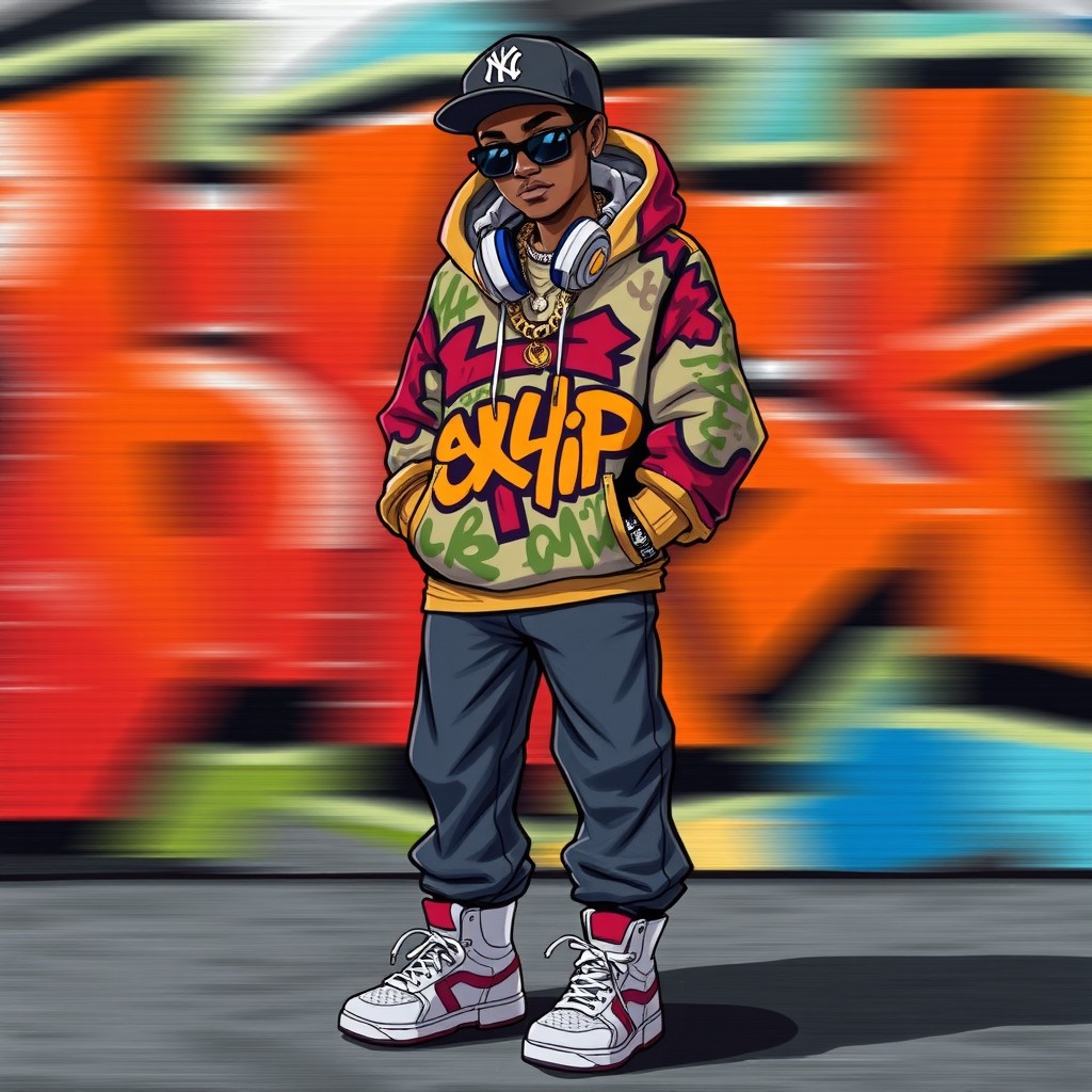 Stylish Urban Character with 'Hood Drip' Aesthetic