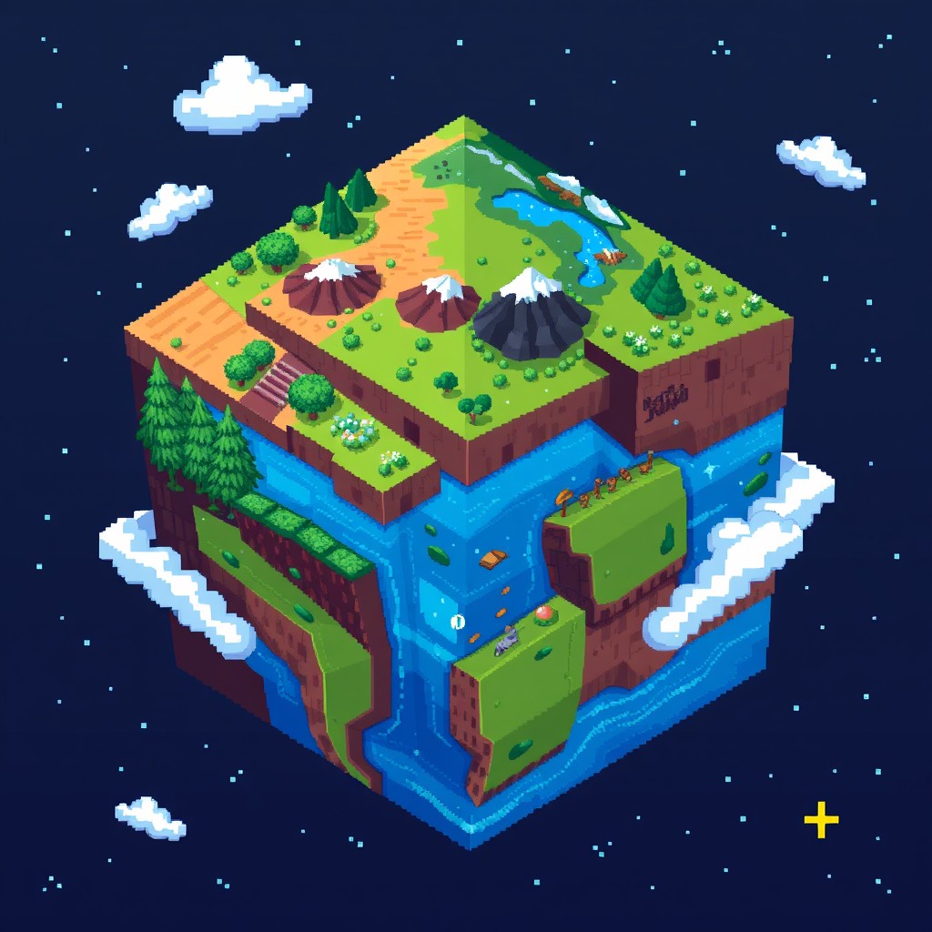Explore a Pixelated Planet of Vibrant Landscapes | Idyllic