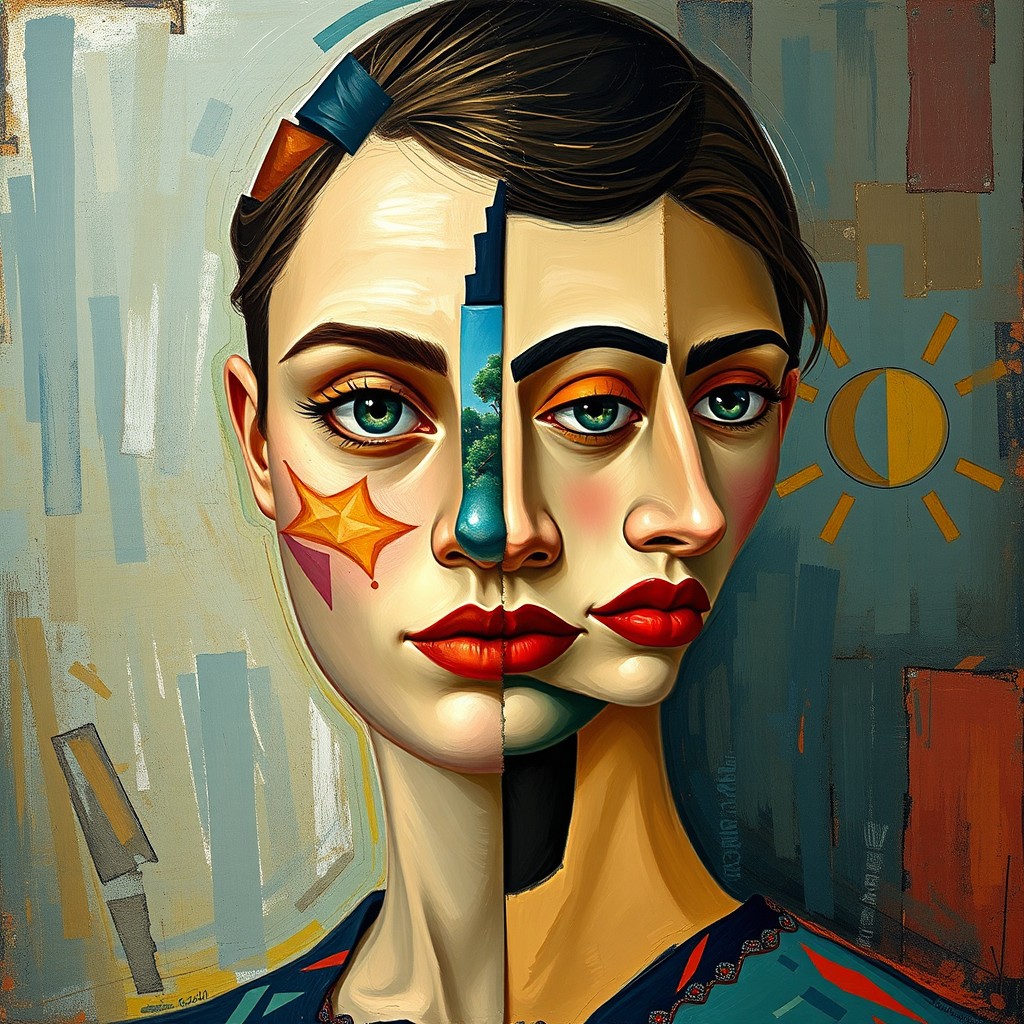 Creative Portrait: Merging Five Art Styles in a Unique Composition