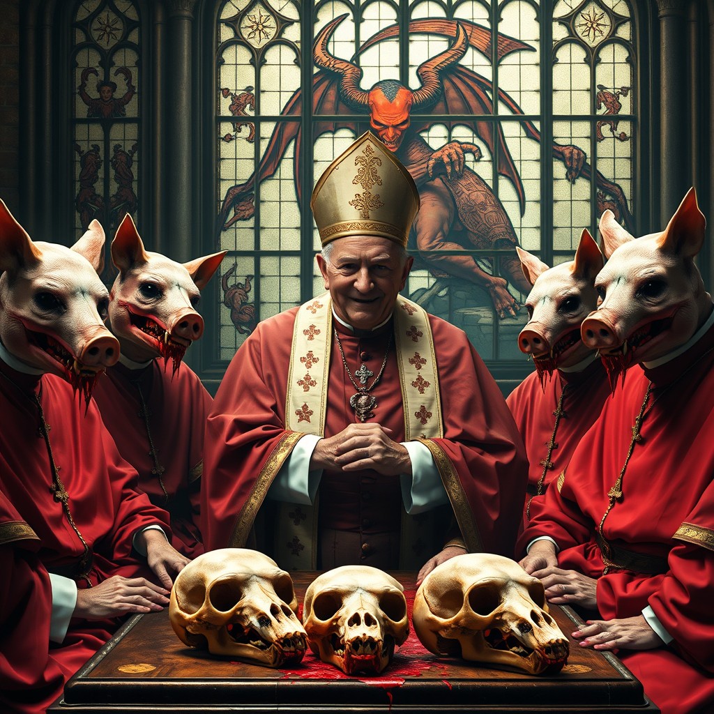 grotesque Pope and Cardinals - A Dark Gothic Surrealism