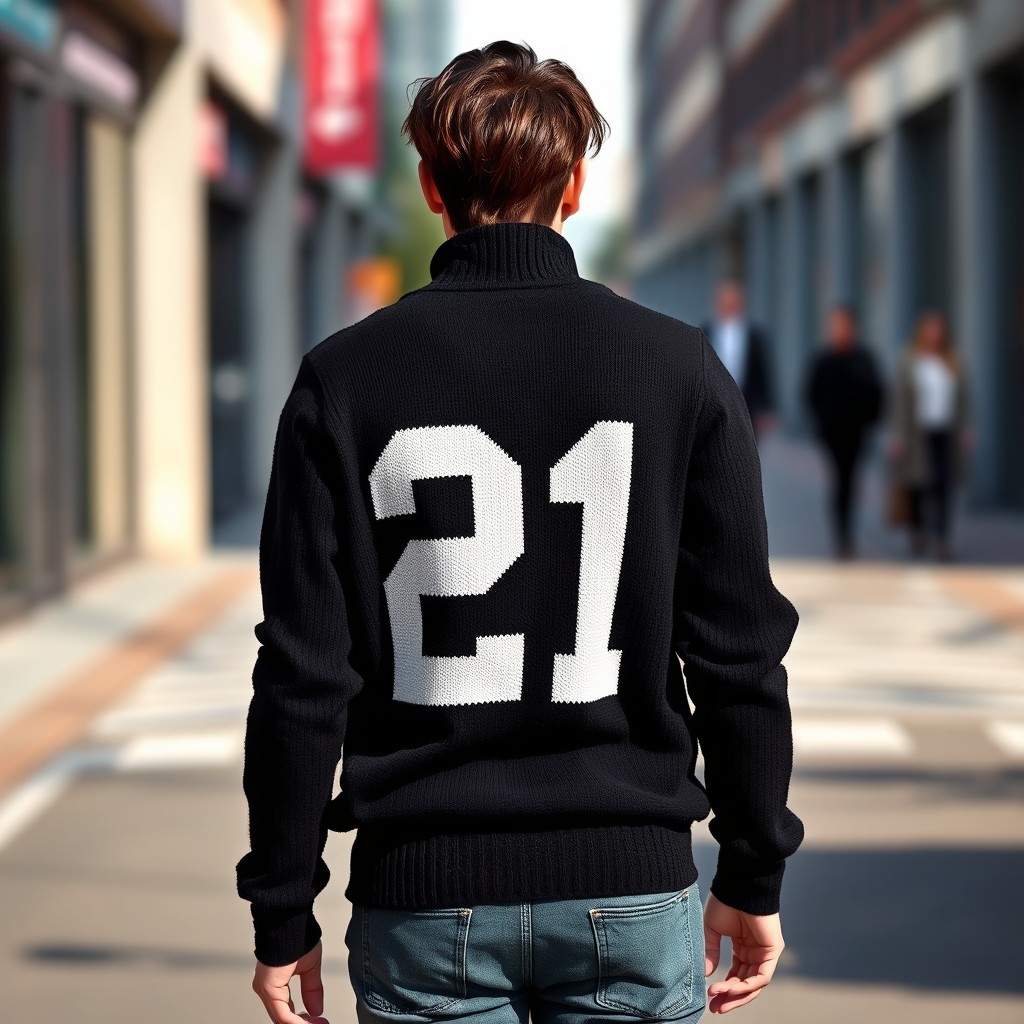 Urban Style: Cozy Black Sweater with Number 21 | Idyllic
