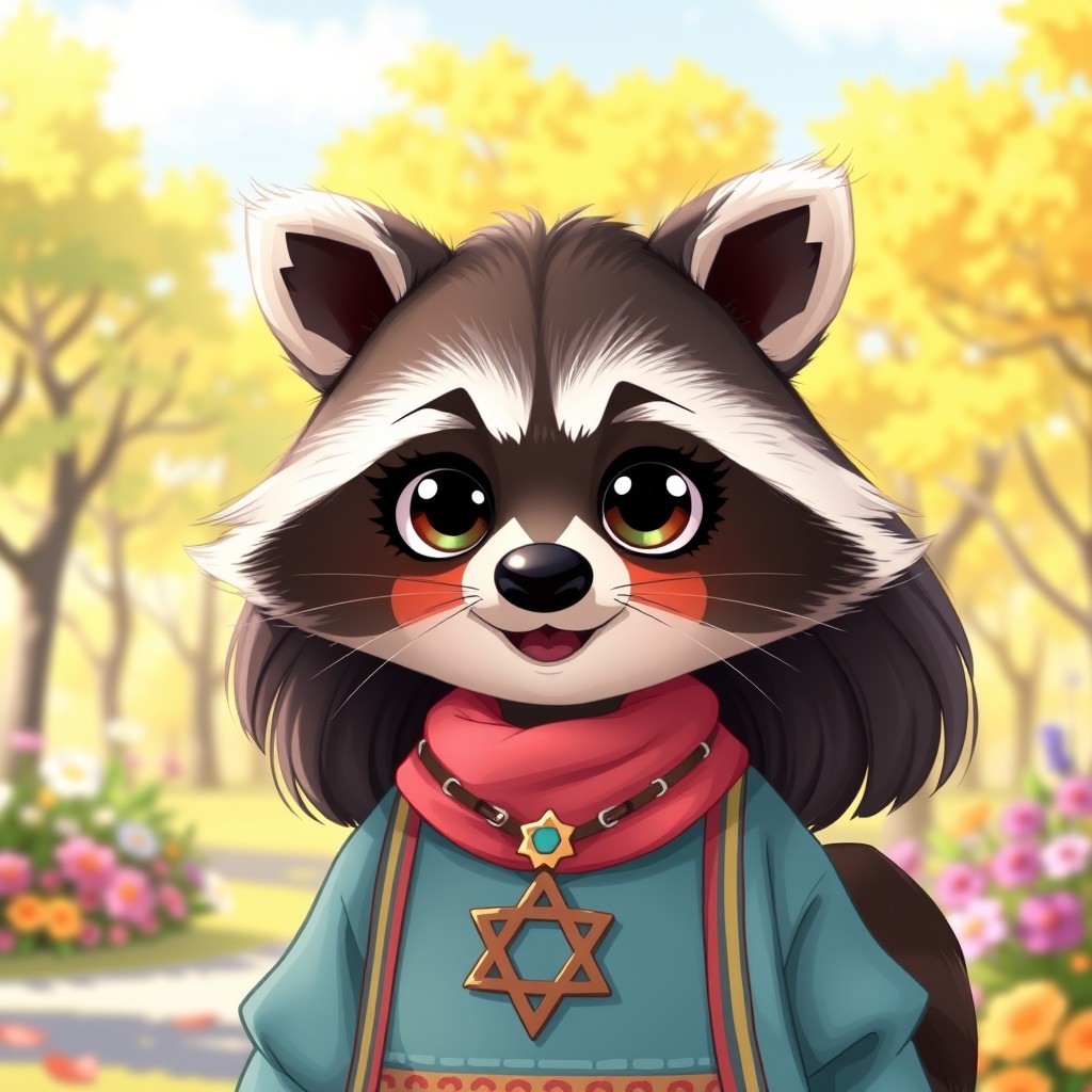 Charming Raccoon Girl Character Inspired by Jewish Culture – Idyllic Ideas