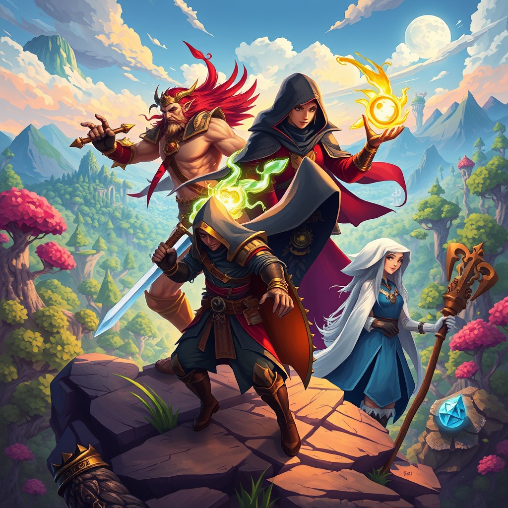 Immersive Fantasy Video Game Class Selection Illustration