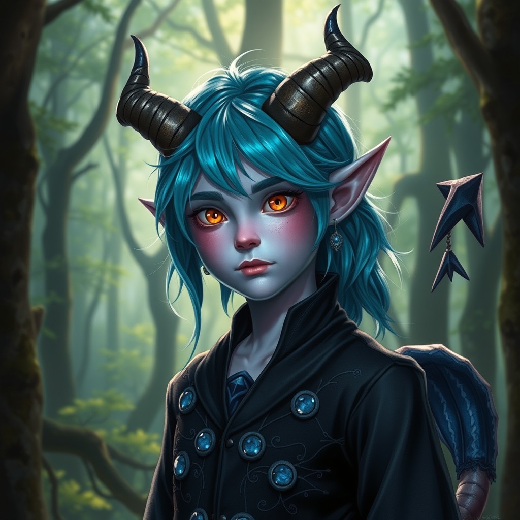 Enchanting Tiefling Druid: A Mystical Forest Adventure