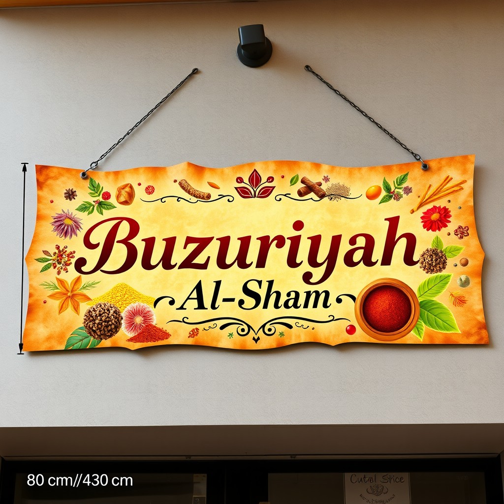 Elegant Signage Design for Buzuriyah Al-Sham Spice Shop