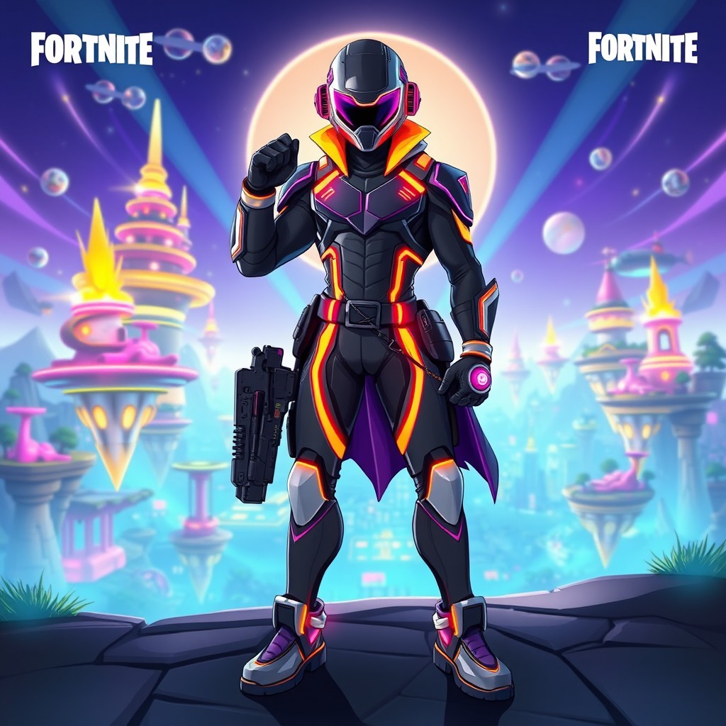 Stunning Full-Body Illustration of Fortnite's Nitebeam: A Neon Adventure
