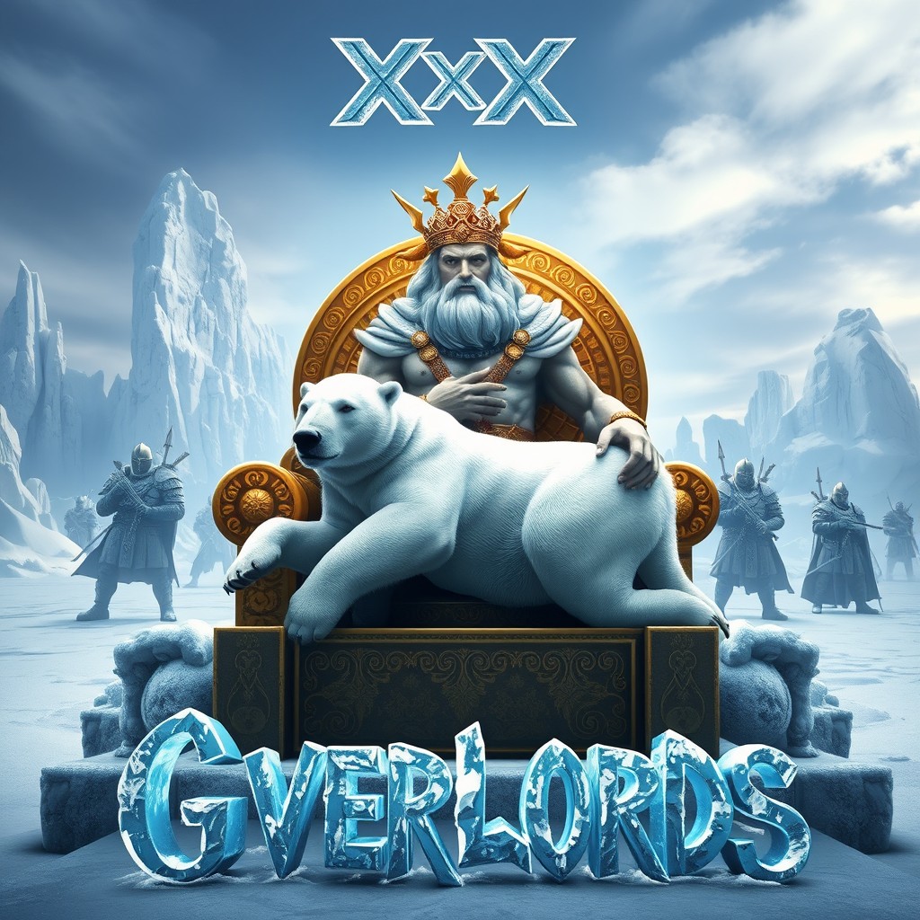 Majestic Apollo on His Throne with Polar Bear - A Frigid Fantasy Artwork