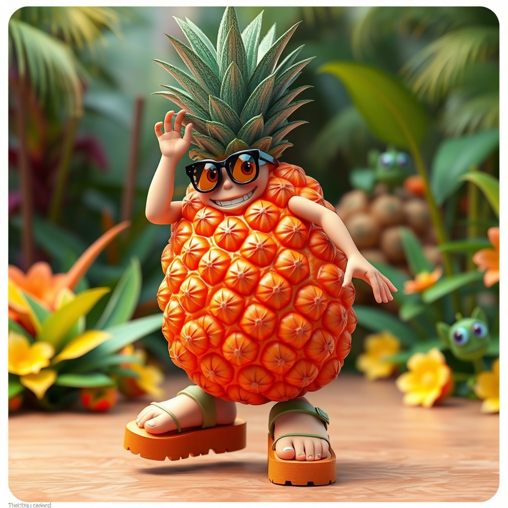 3D Realistic Pineapple Transformation: A Whimsical Journey