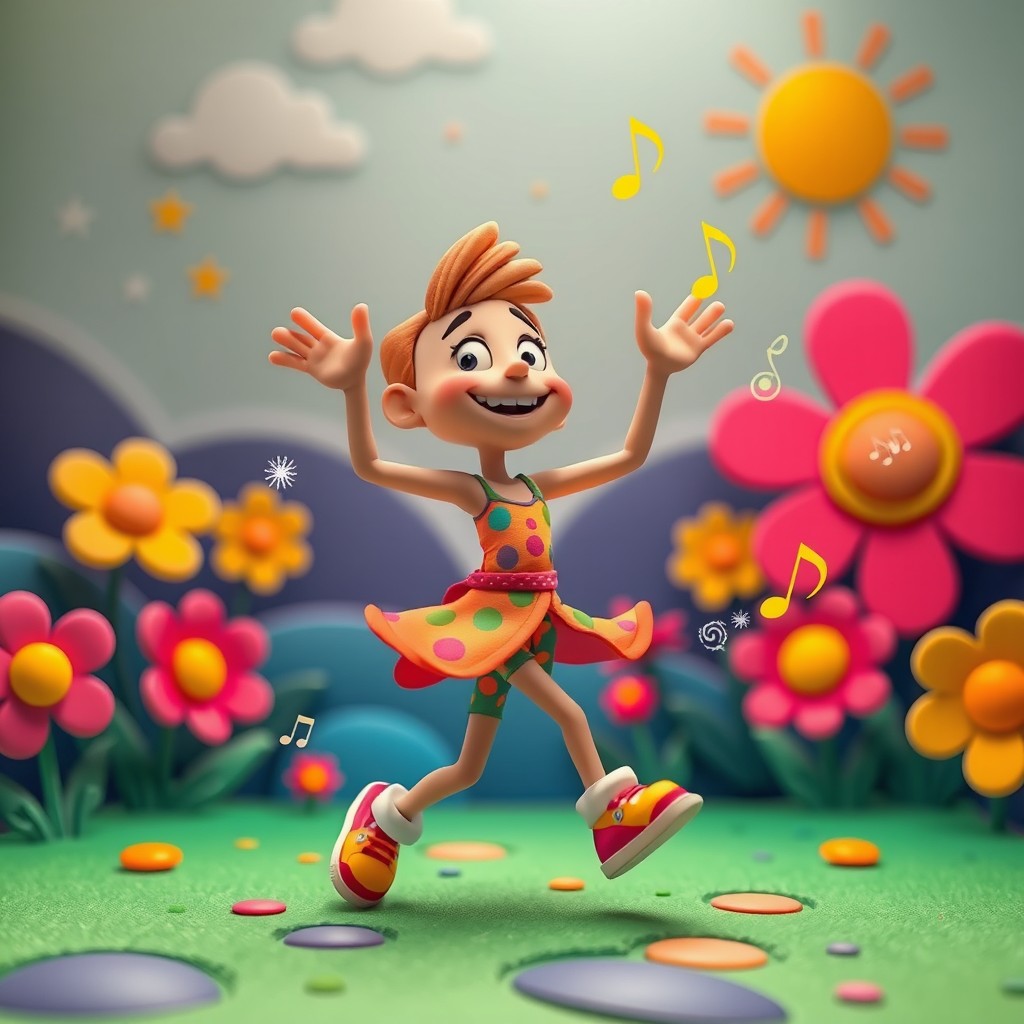 Vibrant Cartoon Character Dance: A Whimsical AI Art Creation