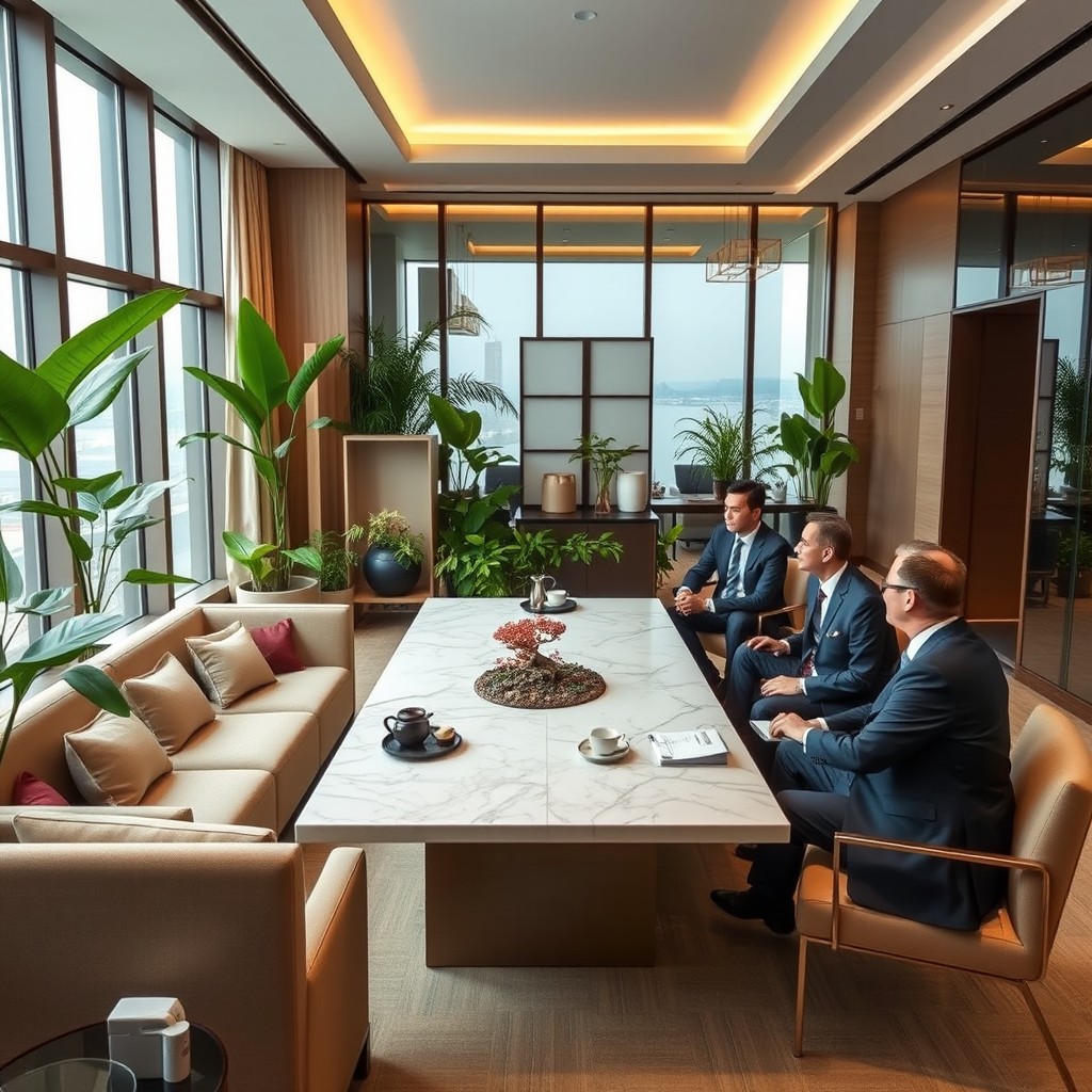 Elegant Business Conference Room Design with Zen Elements