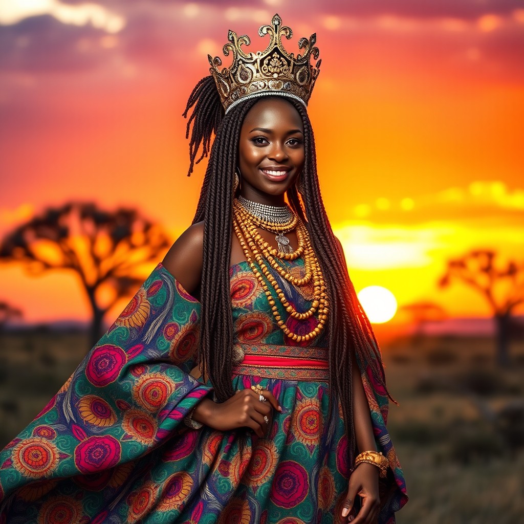 Majestic African Queen: A Vibrant Portrait of Grace and Strength
