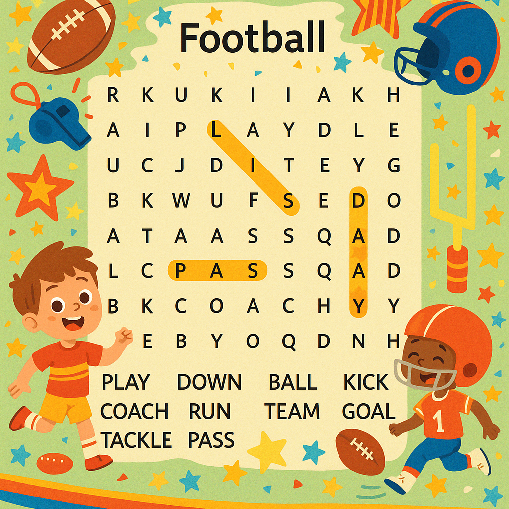Exciting Football-Themed Word Search for Kids
