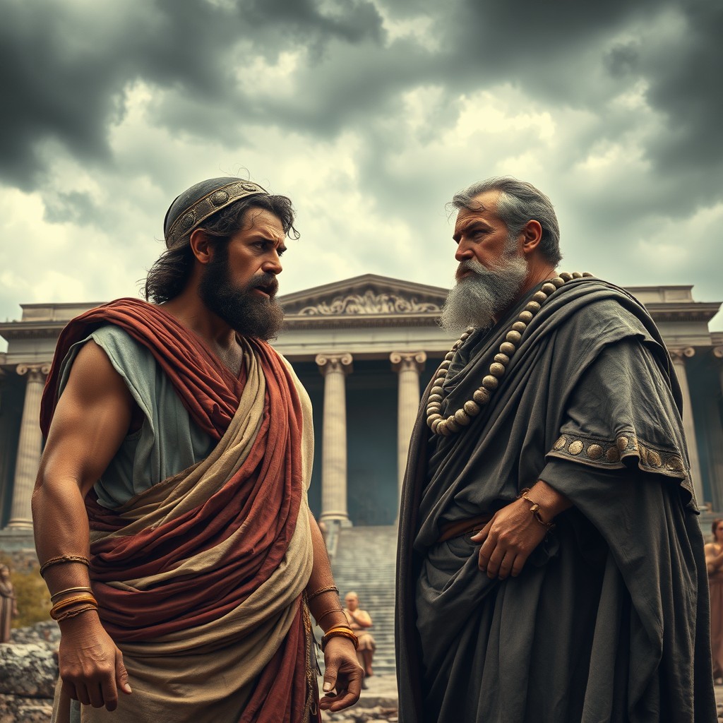 Oedipus vs. Creon: A Dramatic Confrontation in Ancient Thebes