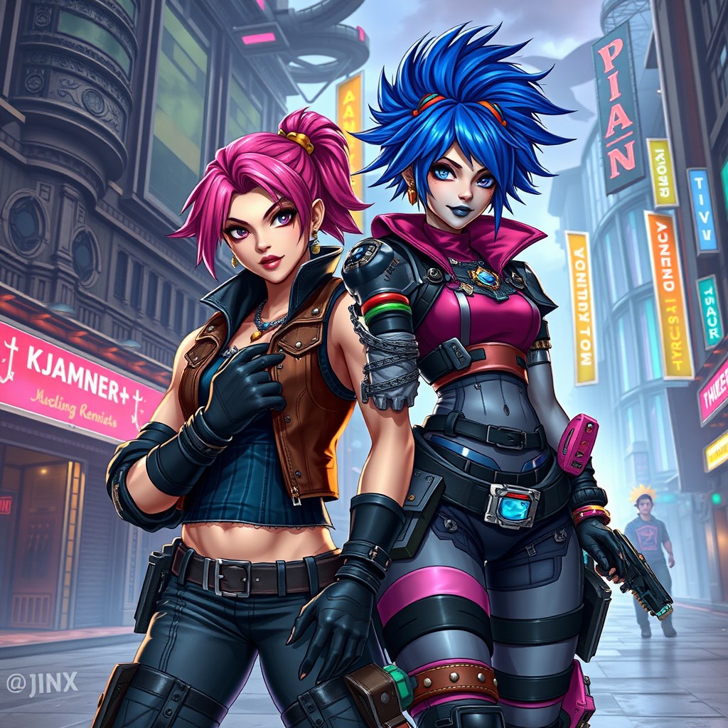 Stunning Arcane Artwork: Vi and Jinx in Piltover