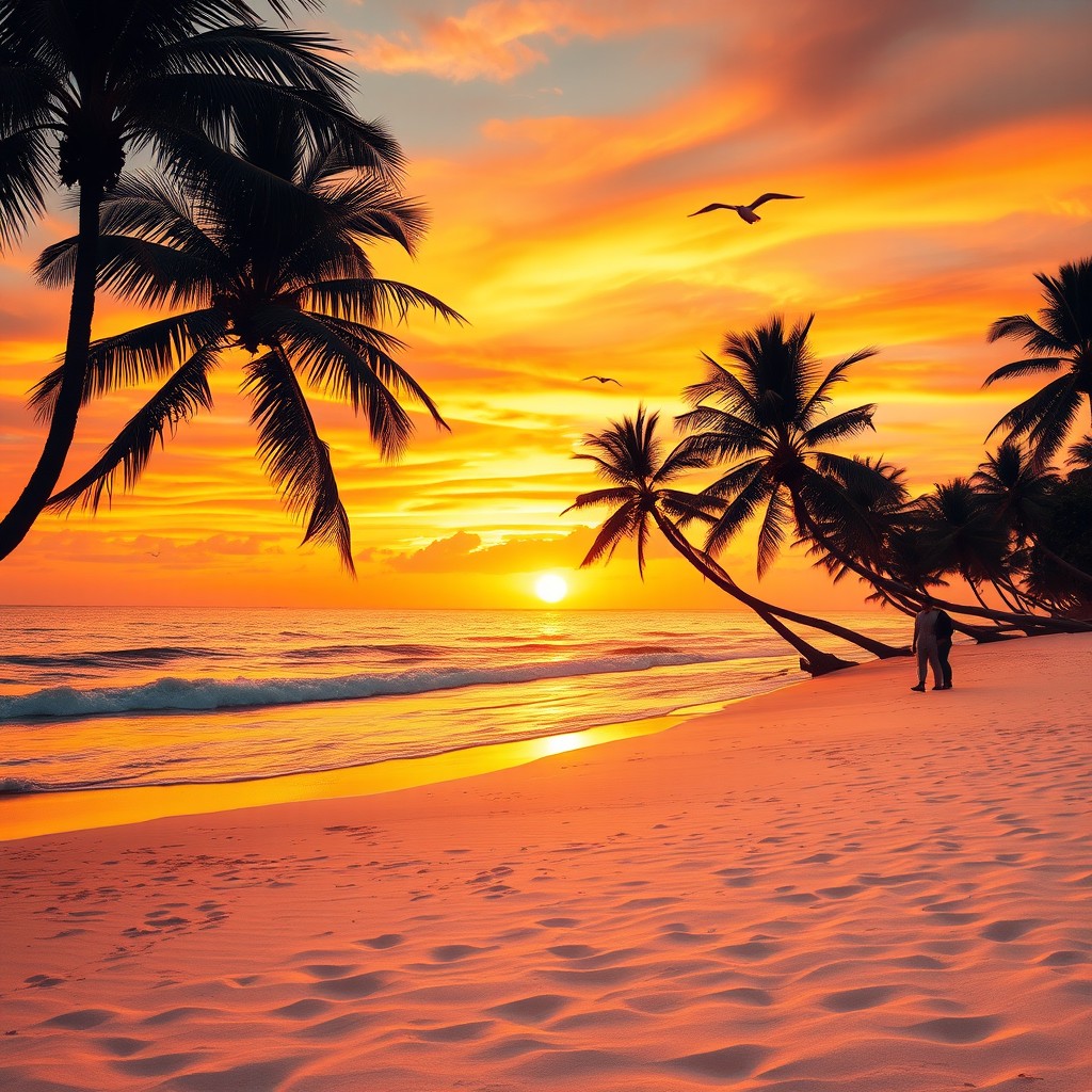 Captivating Sunset Beach Scene: A Romantic Evening Escape
