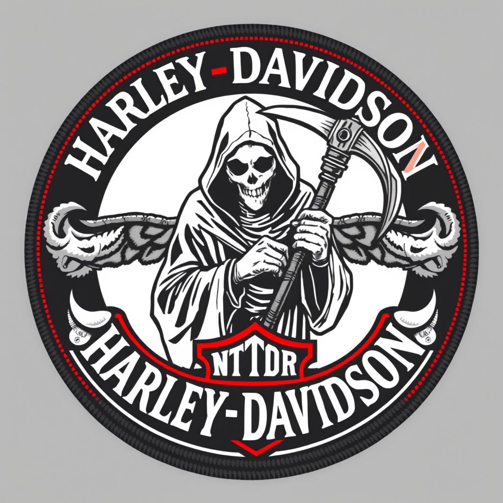 Vintage Motorcycle Patch Logo with Reaper Design | Idyllic