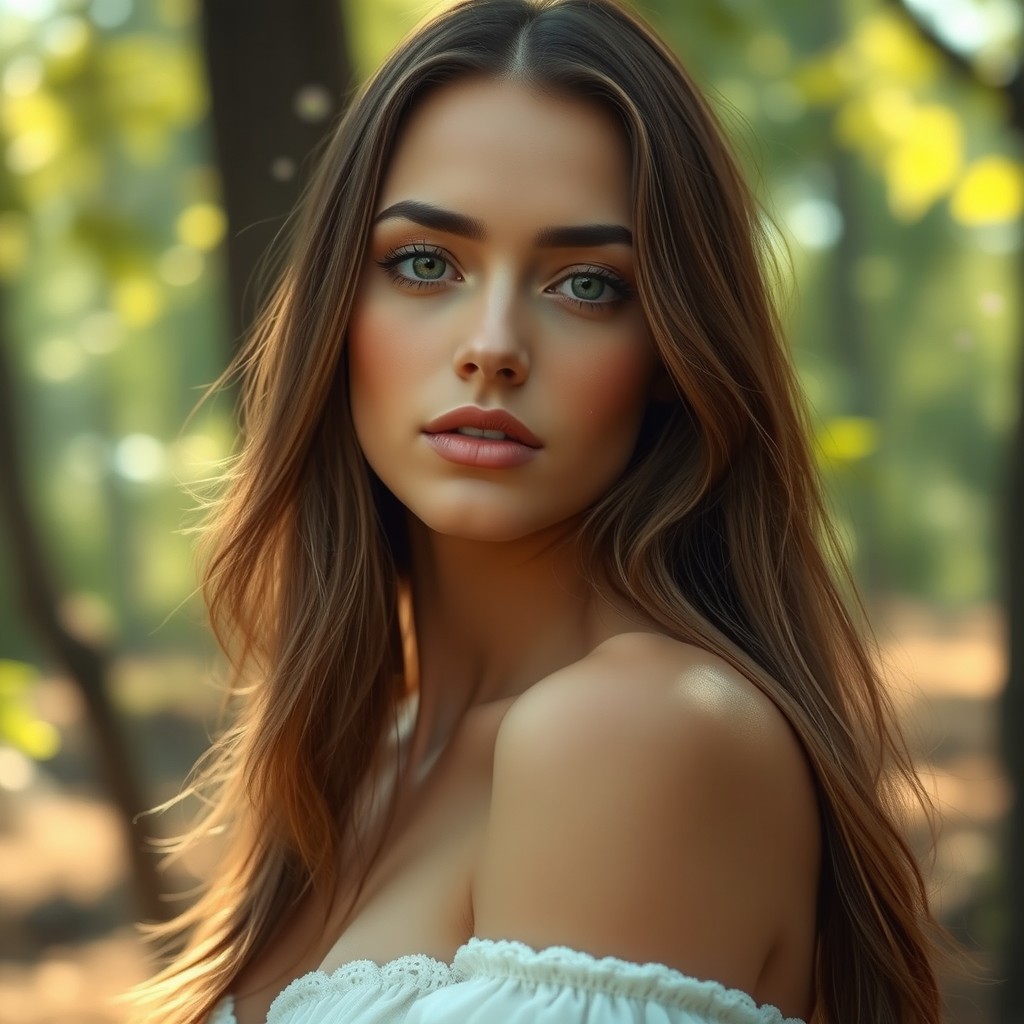 Enchanting Female Figure in Ethereal Light | Idyllic AI Art