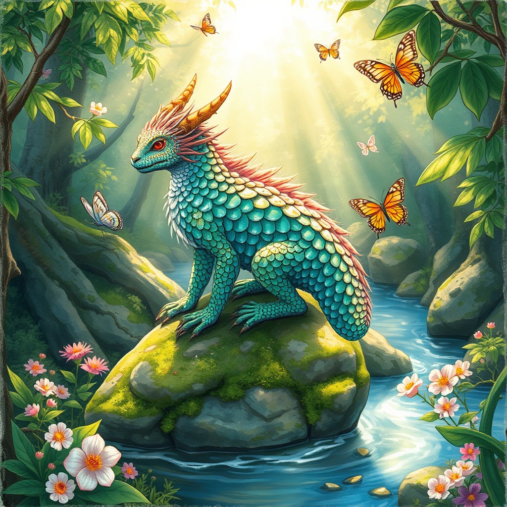 Stunning Hand-Drawn Illustration of a Mythical Forest Creature