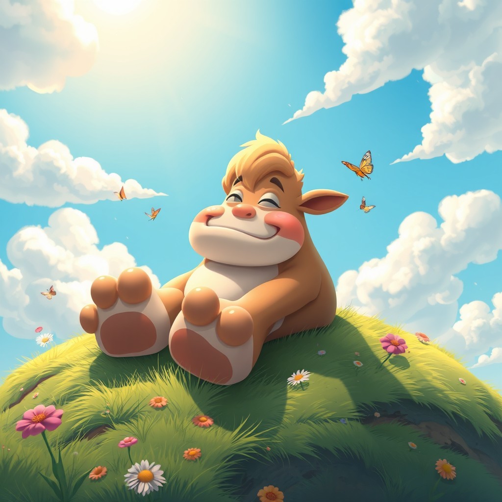 Surreal Cartoon Fantasy: Anthropomorphic Ass on a Grassy Knoll