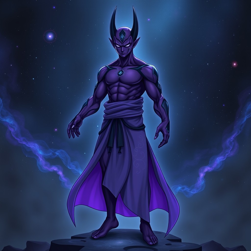 Divine Darkness: A Cosmic God of Night Character Design