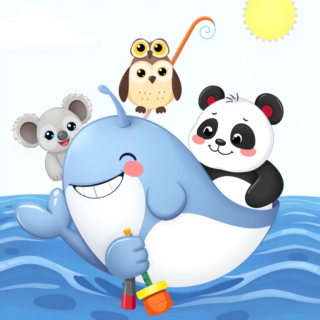 Cute Ocean Friends: Whale, Panda, Koala & Owl - A Whimsical Adventure