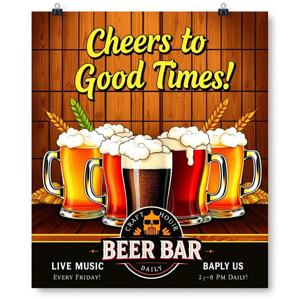 Vibrant Beer Bar Poster Design - Cheers to Good Times!