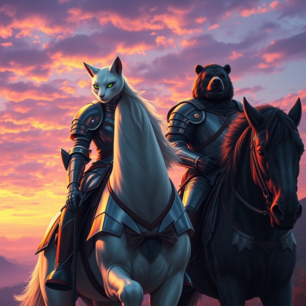 Epic Fantasy Knights at Twilight - Captivating Art Scene