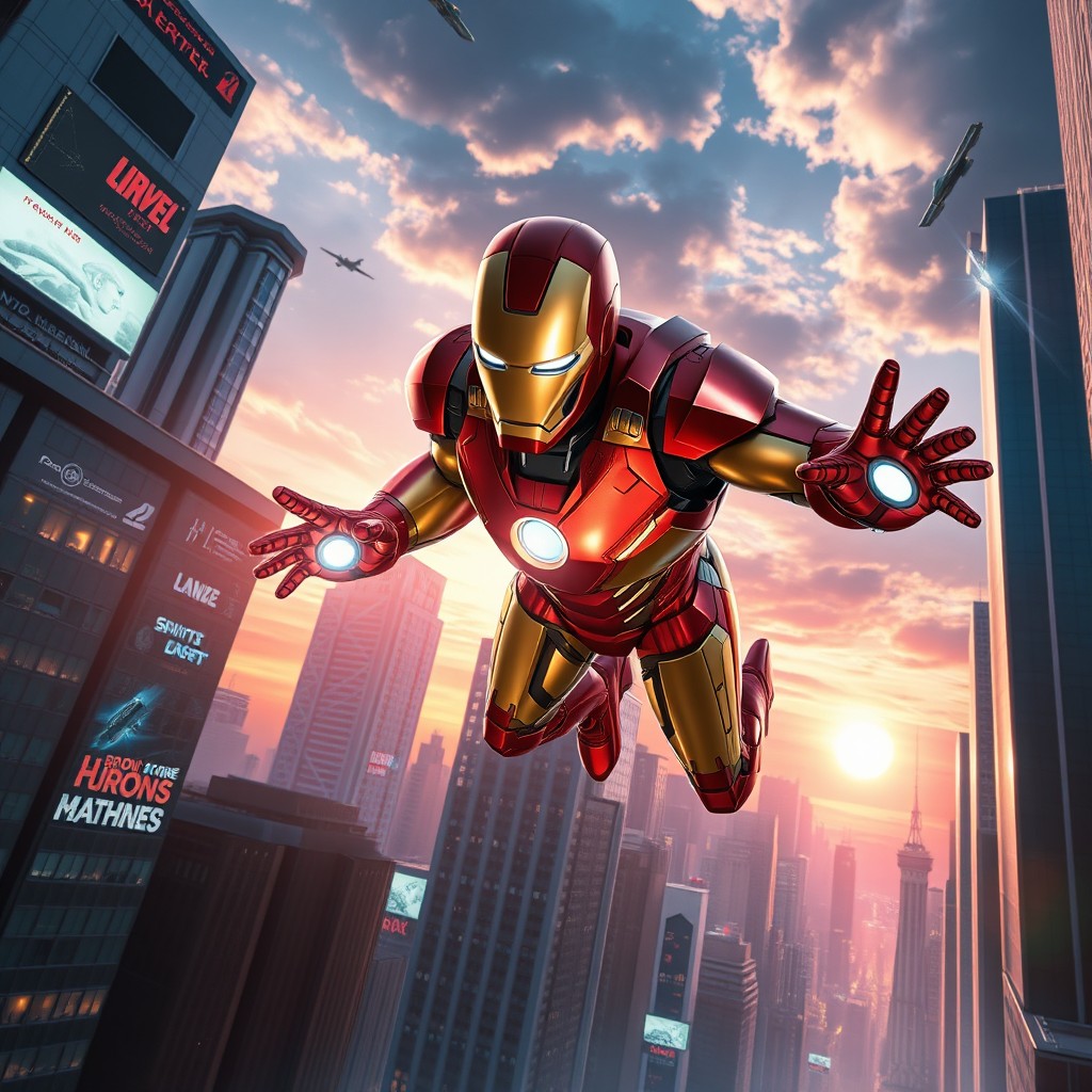 Epic Iron Man Flight in Futuristic City - AI-Generated Comic Cover
