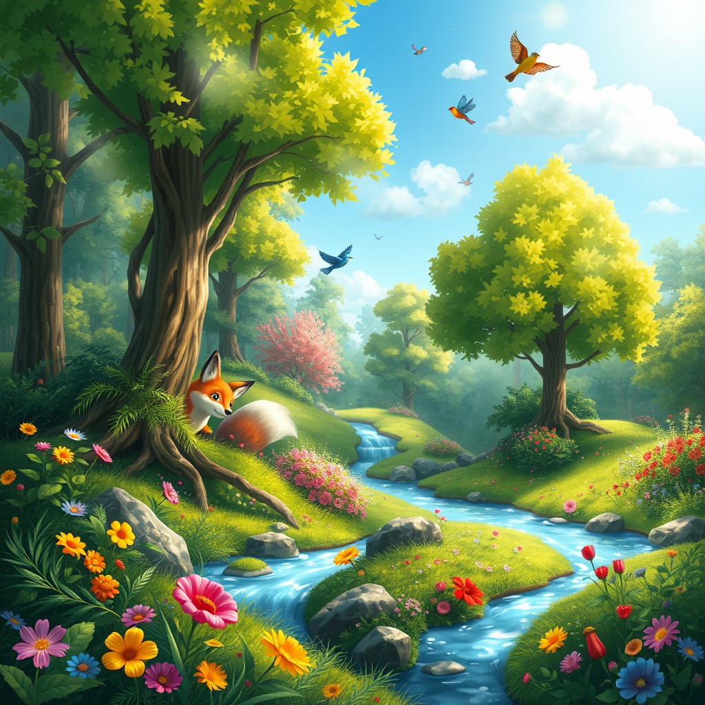 Enchanting Forest Landscape: A Whimsical Retreat for Storytelling