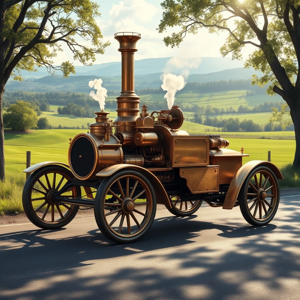 Vintage Steam Car Illustration: A Nostalgic Journey Through Time