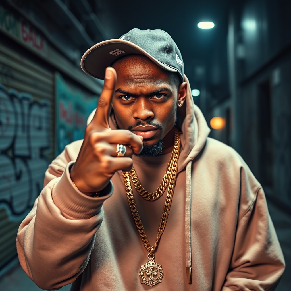 Bold Gangsta Rapper: Urban Attitude in Gritty Street Style