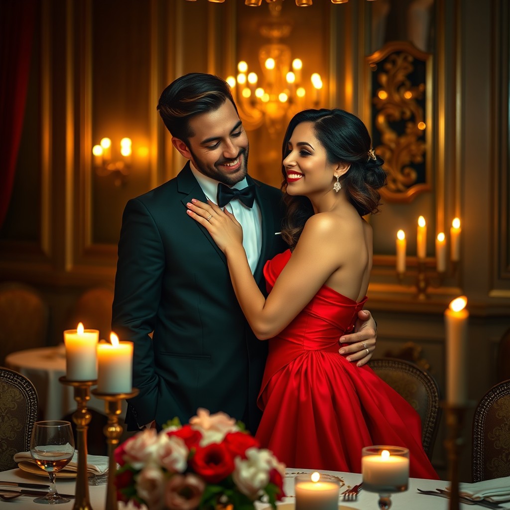 Romantic Elegance: A Captivating Dinner Scene of Love