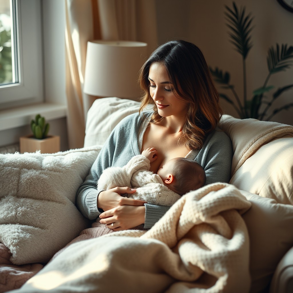 Nurturing Bond: A Serene Breastfeeding Scene