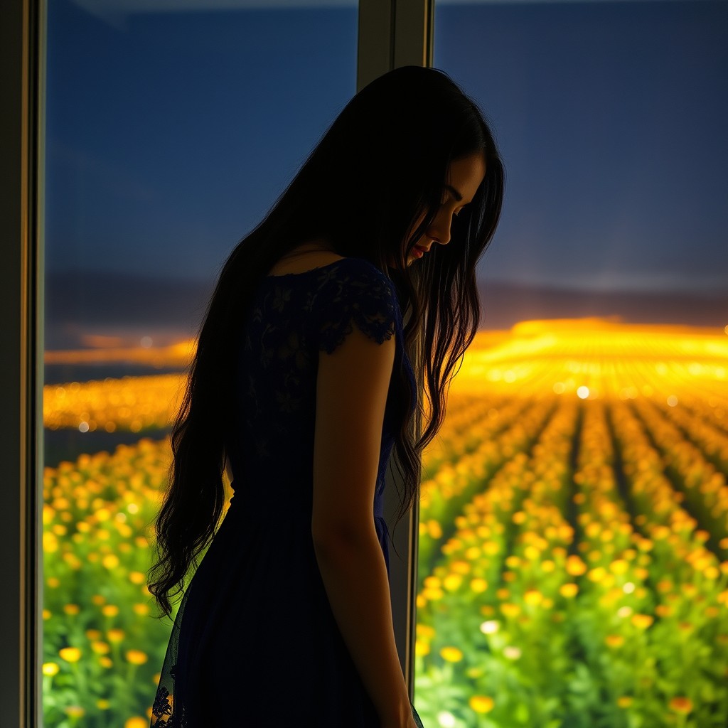 Ethereal Elegance: A Woman's Melancholic Beauty by the Window