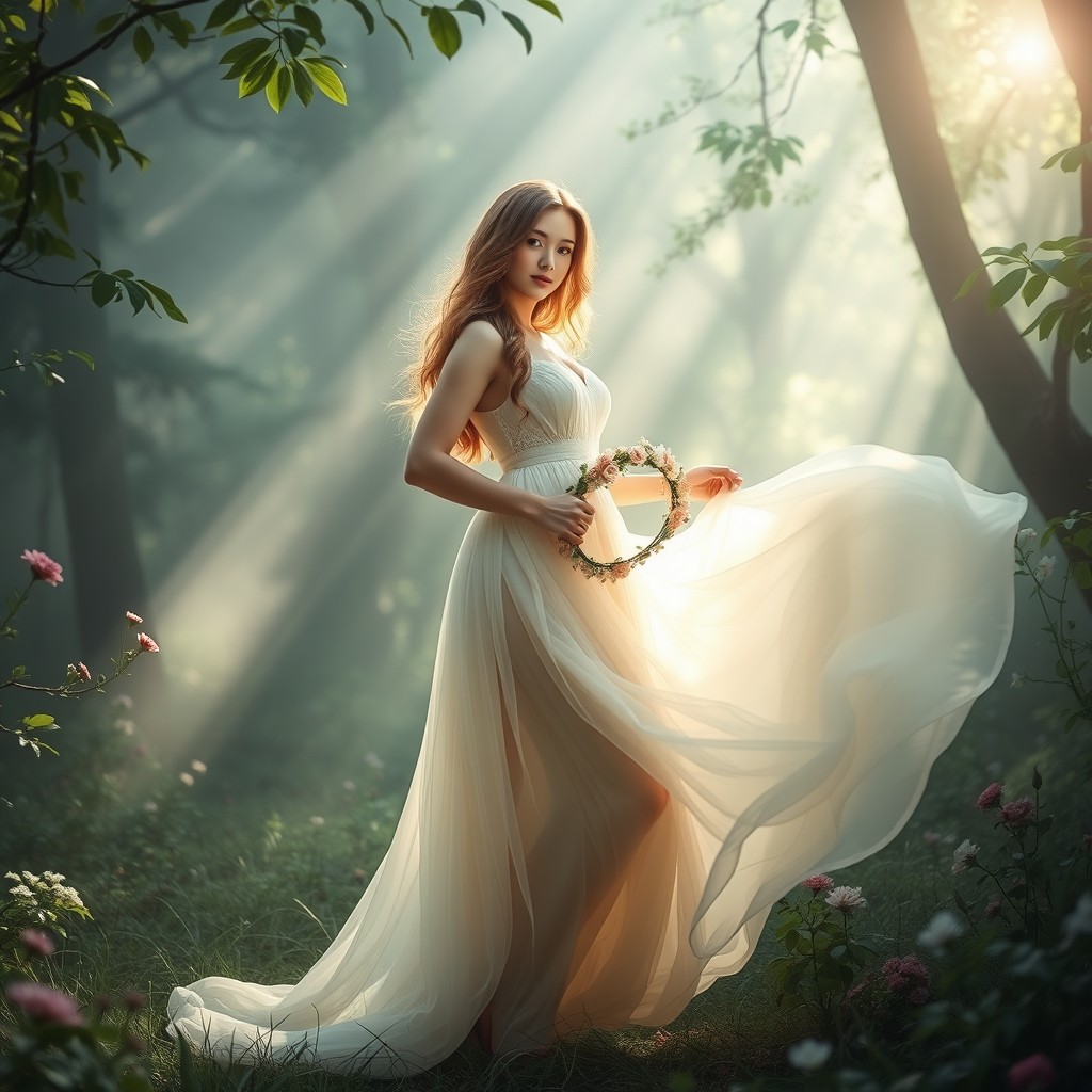 Ethereal Beauty in a Misty Forest: A Dreamy AI-Generated Scene