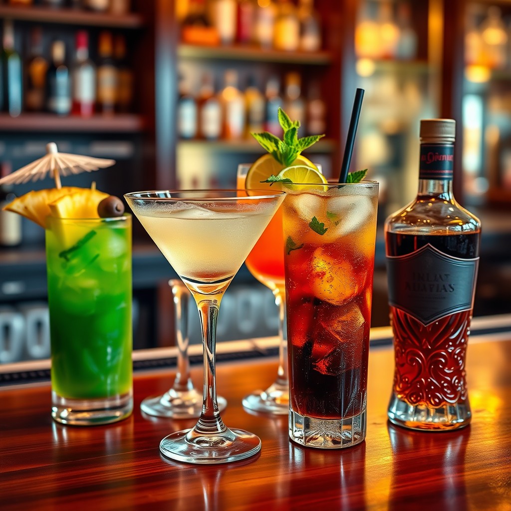 Vibrant Cocktail Display: Explore Colorful Drink Creations