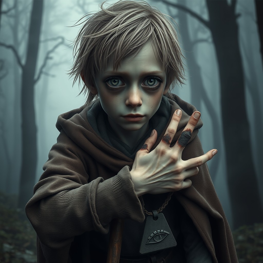 Haunted Boy in a Dark Fantasy Forest | Idyllic
