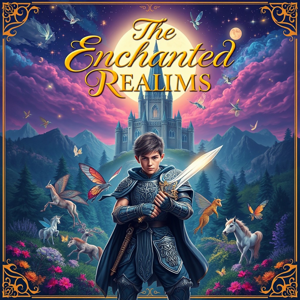 Create a Captivating Cover Design for 'The Enchanted Realms' Fantasy Book