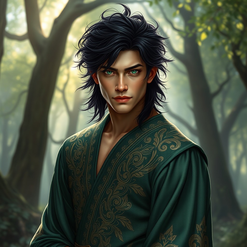 Ethereal Male Portrait: Elegance and Mystery in AI Art