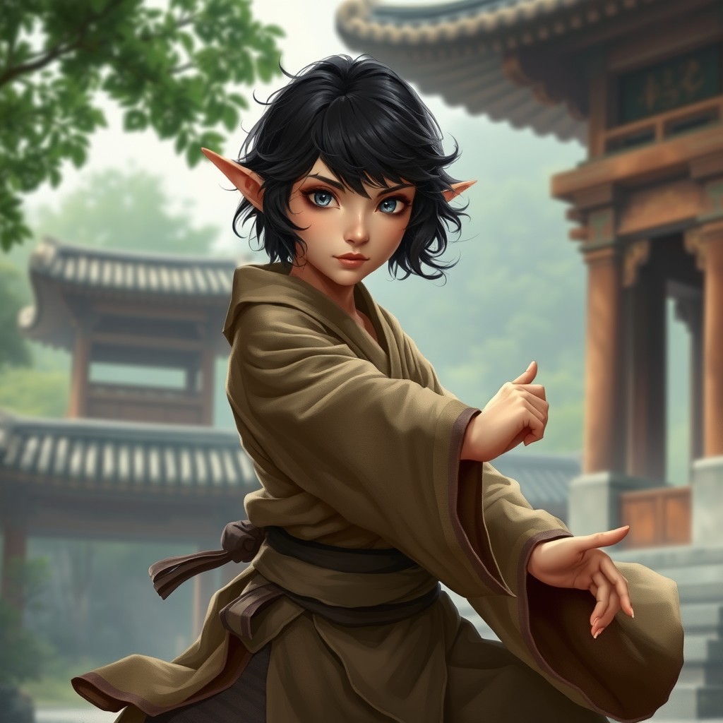 Female Halfling Monk Character Concept - High Fantasy Art
