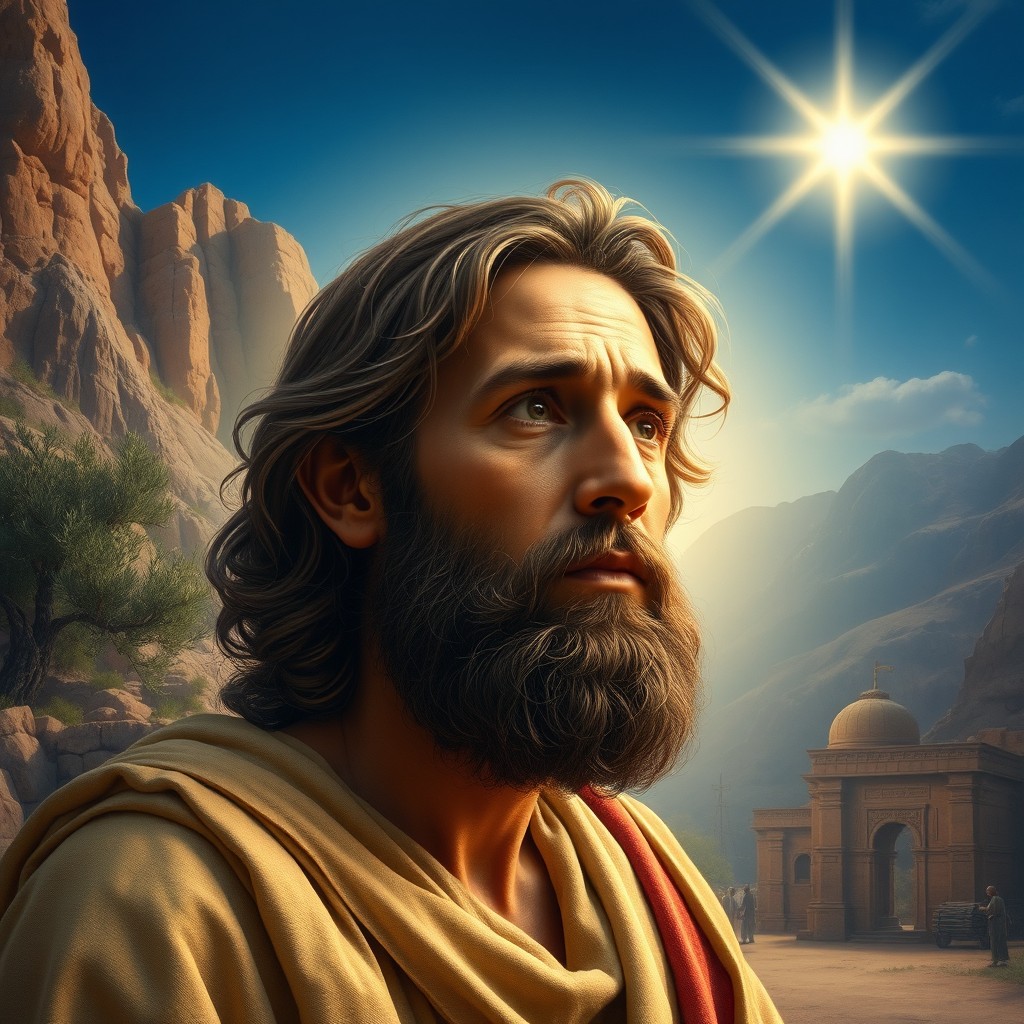 Serene Portrait of David in Ancient Middle Eastern Setting