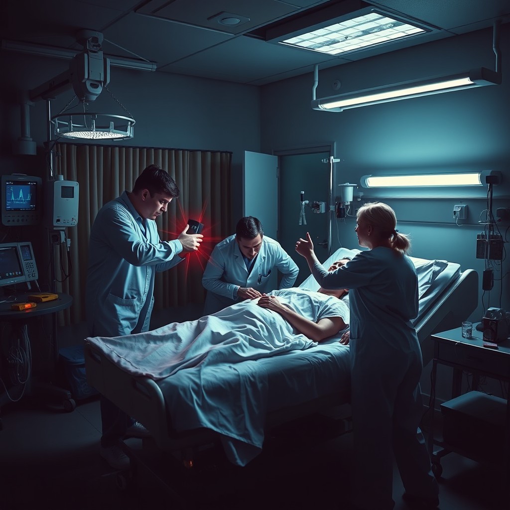 Intense Medical Emergency Scene in Hospital Room - AI Art