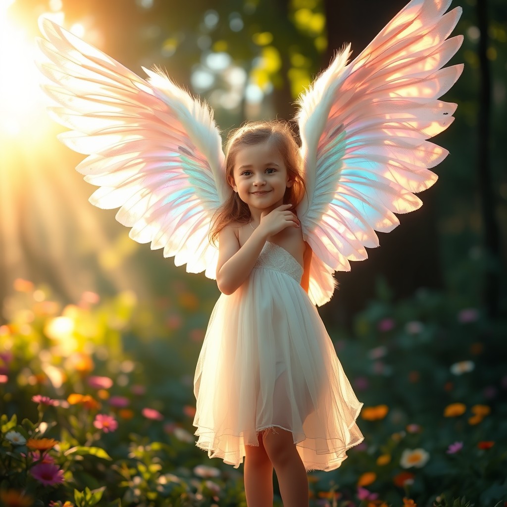 Enchanting Child with Ethereal Wings: A Fairytale Scene